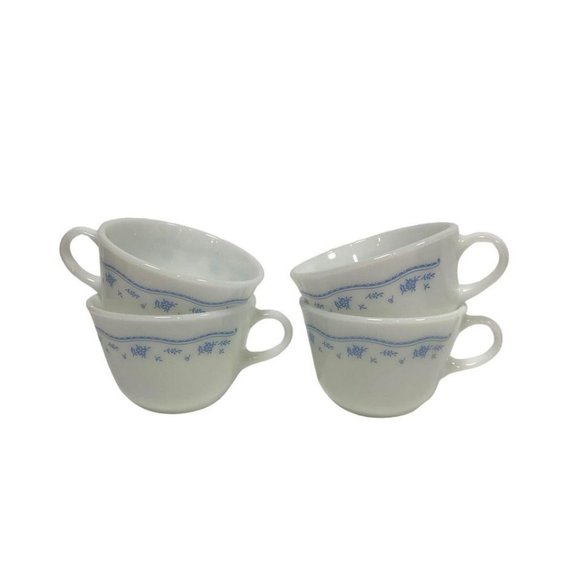 Pyrex | Dining | 4 Vintage Pyrex Corning Morning Blue 8 Oz Coffee Cups ...